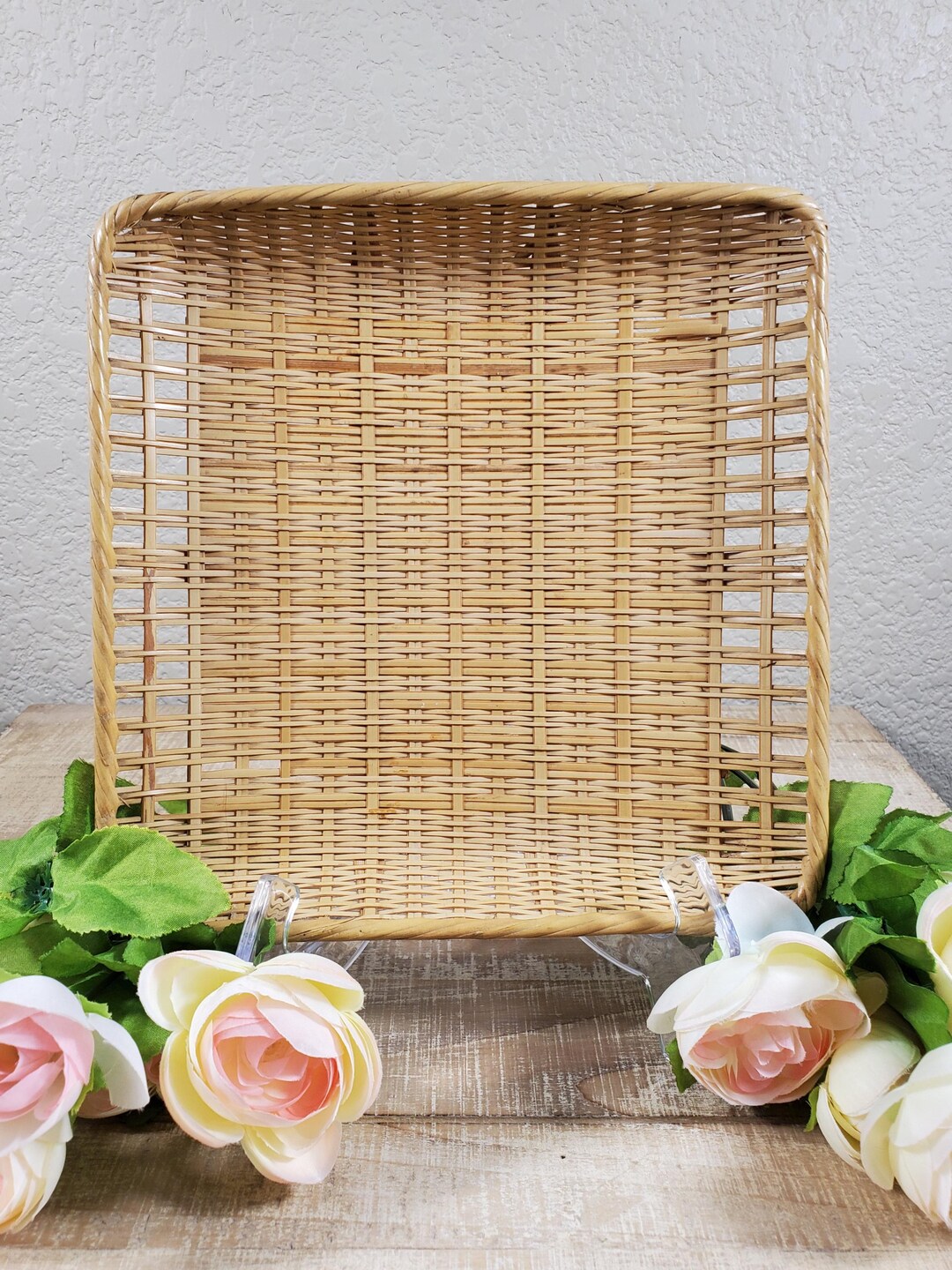 Square Flat Wicker Tray/basket - Etsy
