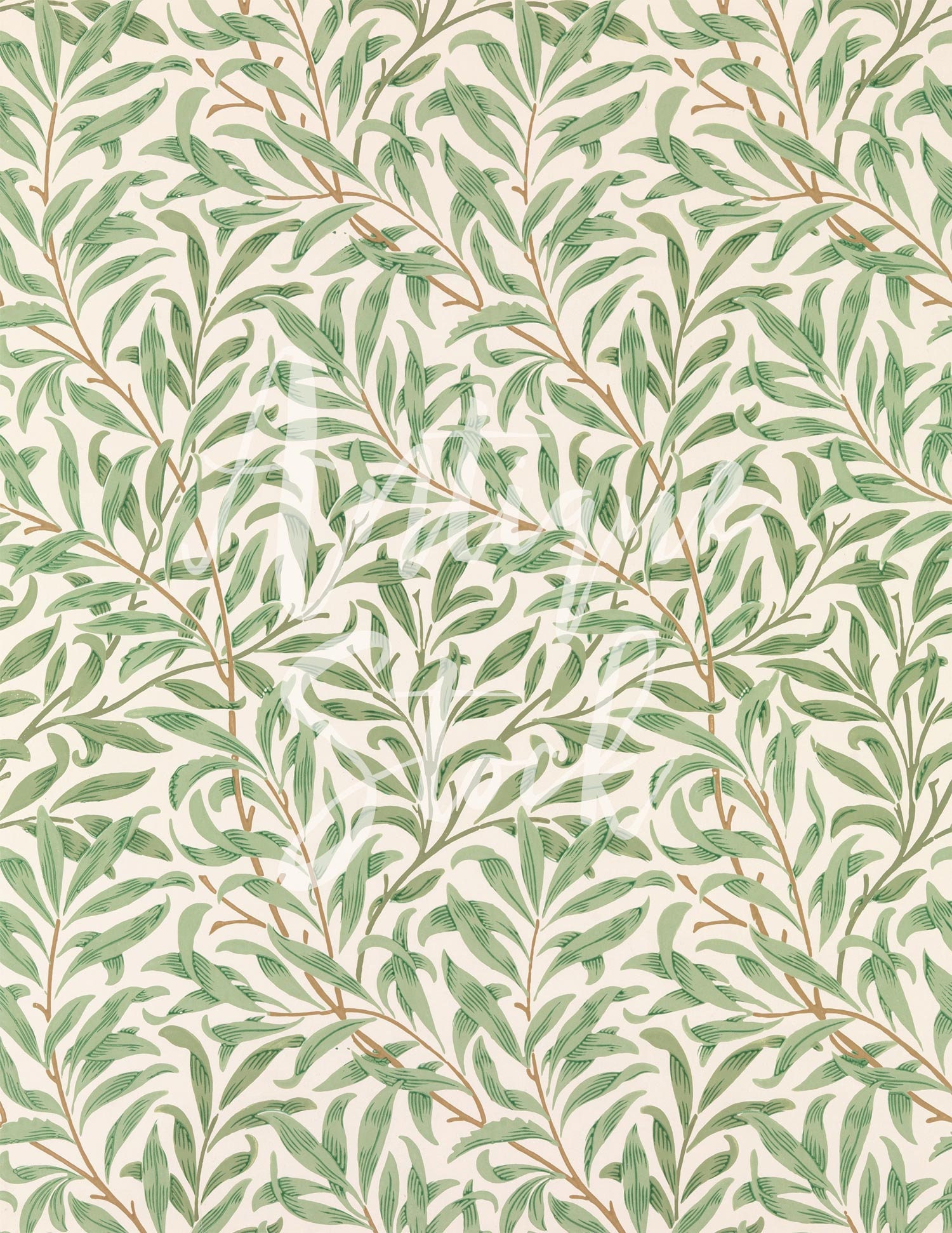 Vintage Foliage Digital Paper "willow Bough" Digital Download Image for ...