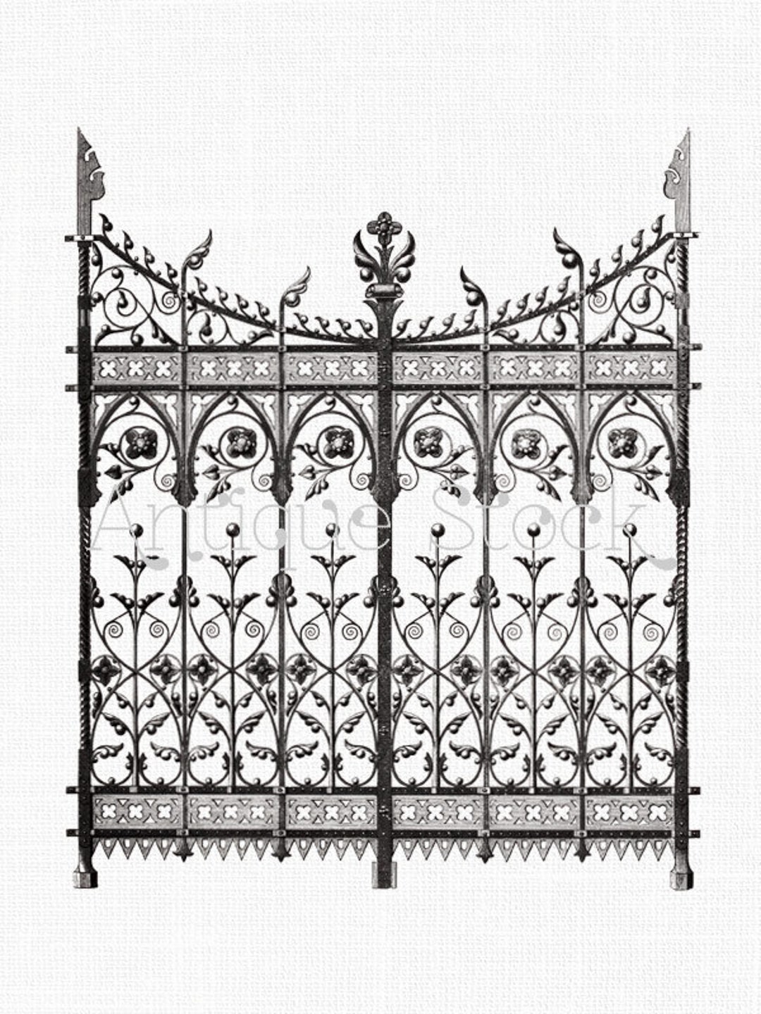 Clipart "wrought Iron Gate" Digital Download PNG Image for Transfers ...