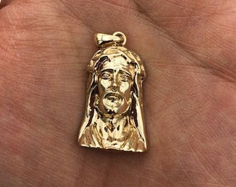 Micro Jesus Pendant 14k Yellow Gold With Diamond | Etsy