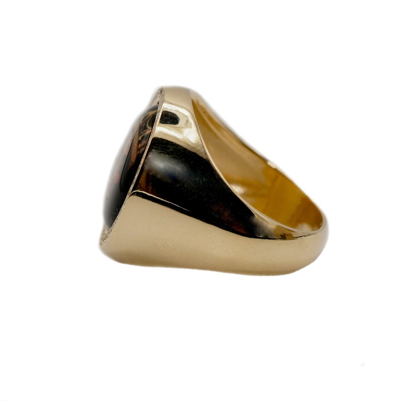 Photo Ring for Men • Round Design With Diamonds (0.48ct) • 10K/14K ...