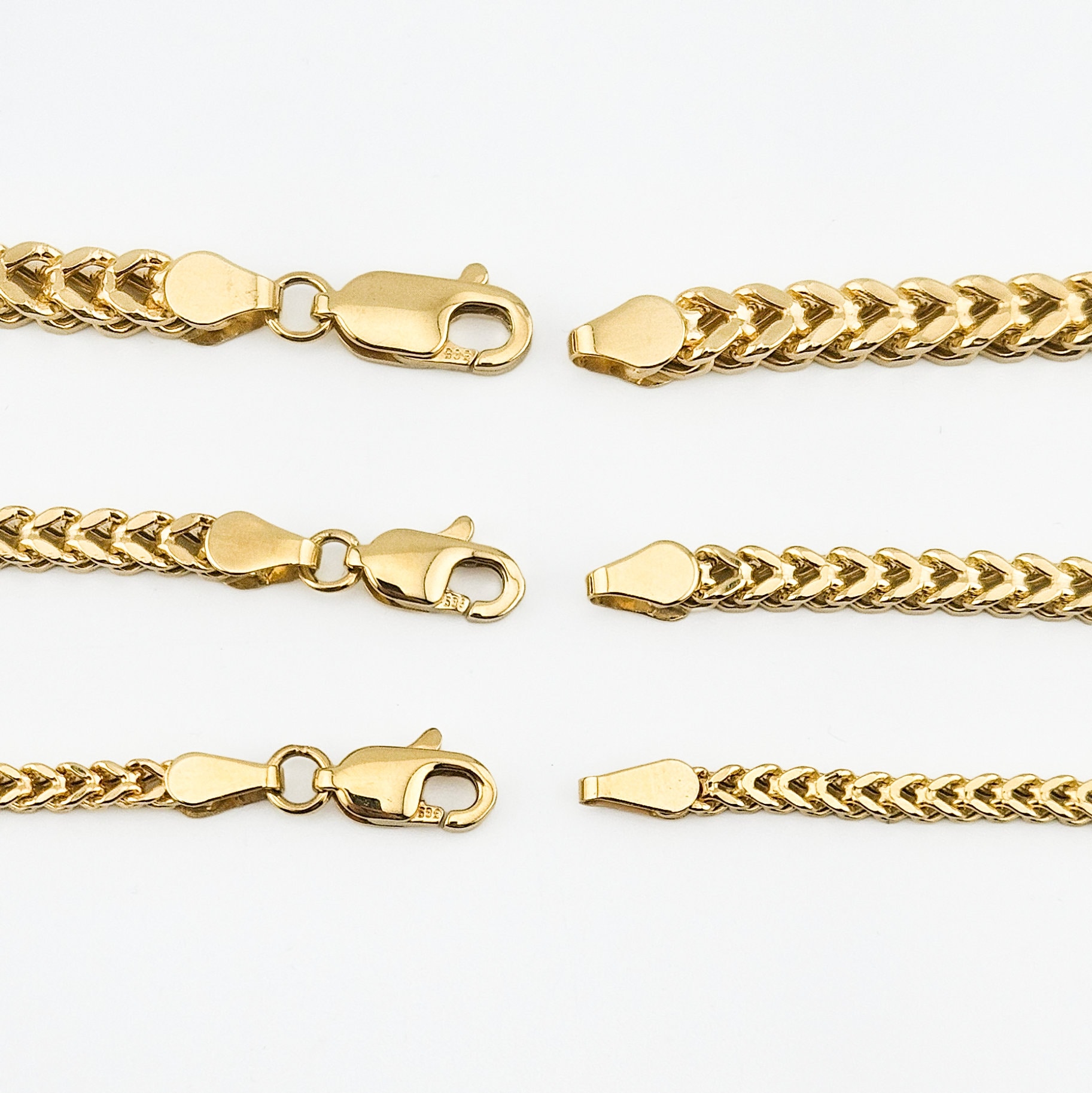 14K Real Solid Gold Franco Chain 2.2mm 3mm 4mm 16" 18" 20" 22" - Etsy