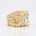 Diamond Cut Square Nugget Ring 10K 14K Solid Gold With Natural Diamonds ...