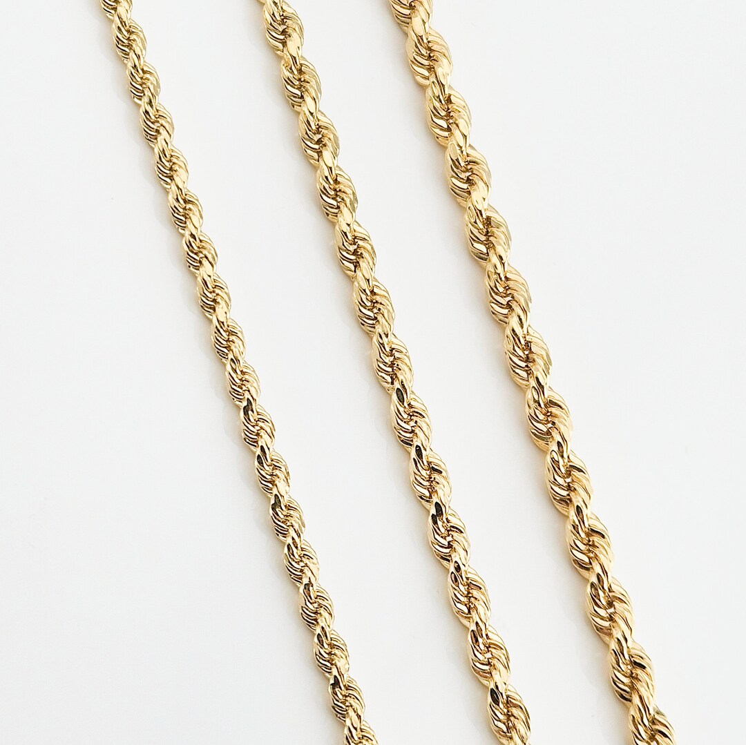 14K Real Solid Gold Rope Chain 2.8mm 3.4mm 4.1mm 16" 18" 20" 22" - Etsy