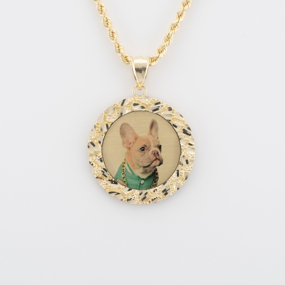 14K Solid Gold Nugget Style Photo Pendant • 30mm (1.2 Inch) - Etsy