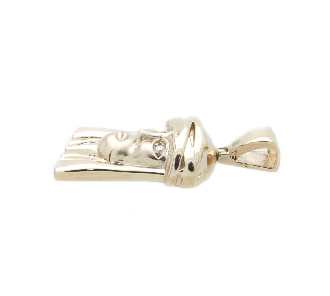 Micro Jesus Pendant 14k Yellow Gold With Diamond - Etsy