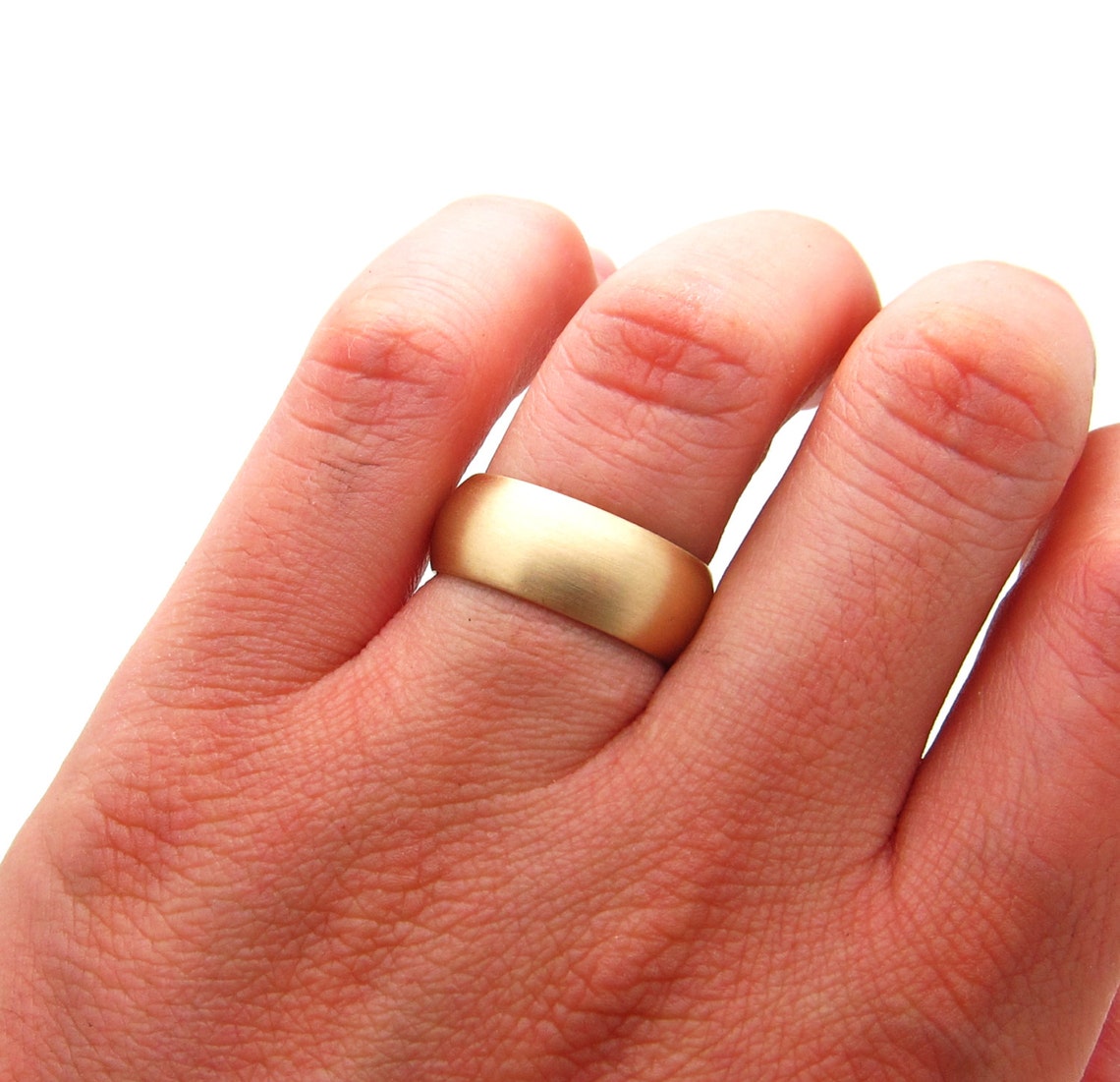 14K Yellow Gold Wedding Band. Matte Finished | Etsy