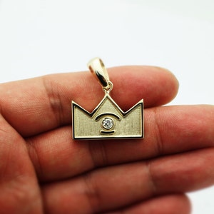 Joey Badass Crown Pendant 10k 14k Yellow Gold Silver With Diamond Eye ...