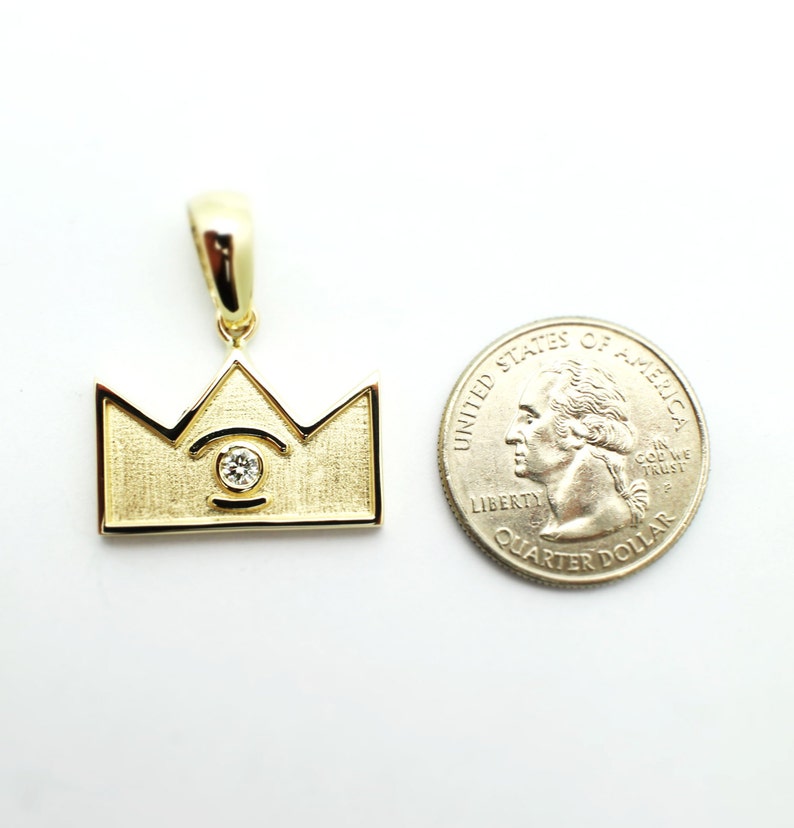 Joey Badass Crown Pendant 10k 14k Real Solid Gold With Diamond Eye - Etsy