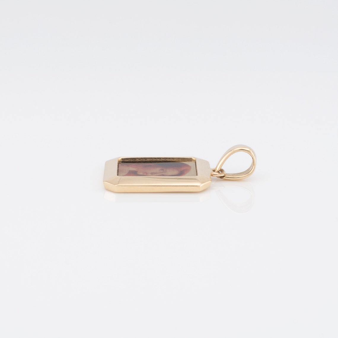 Solid Gold Mini Rectangle Photo Pendant • Custom Picture Necklace - Etsy