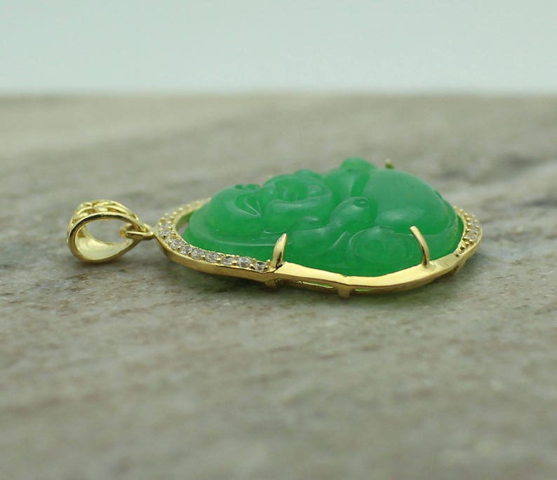 Custom 3D Synthetic Jade 14k Yellow Gold Laughing Buddha - Etsy