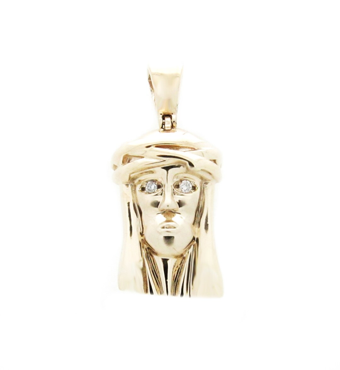 Micro Jesus Pendant 14k Yellow Gold With Diamond - Etsy