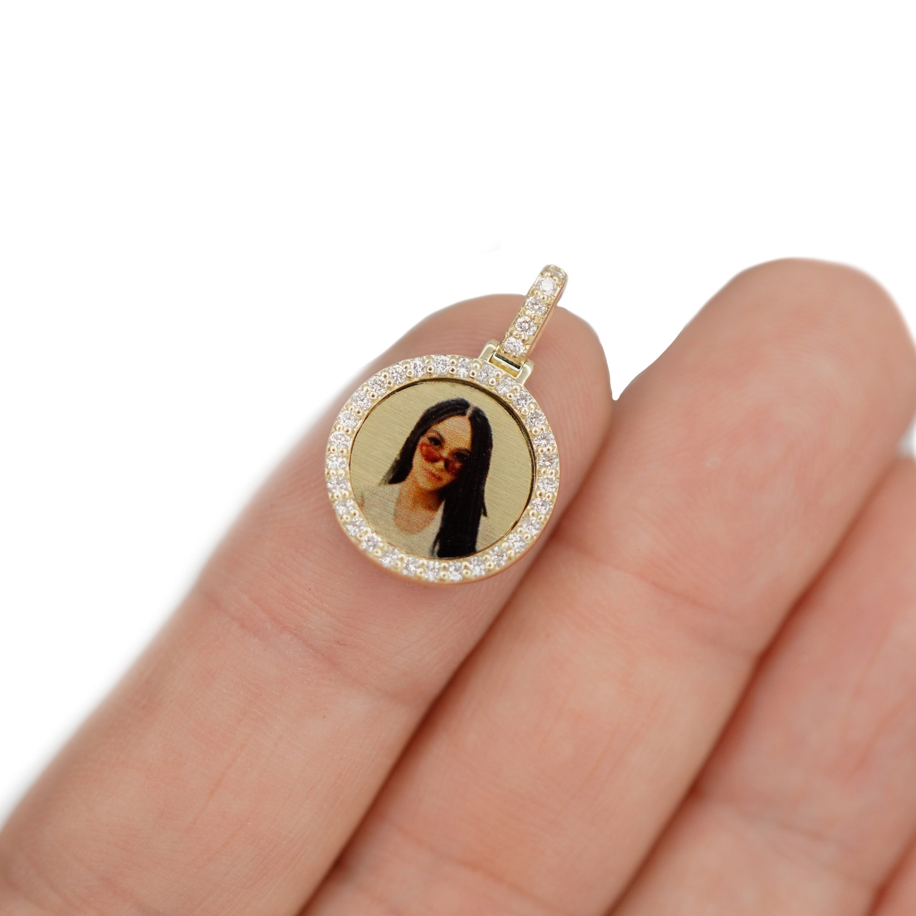 Small Solid Gold Photo Pendant - Etsy