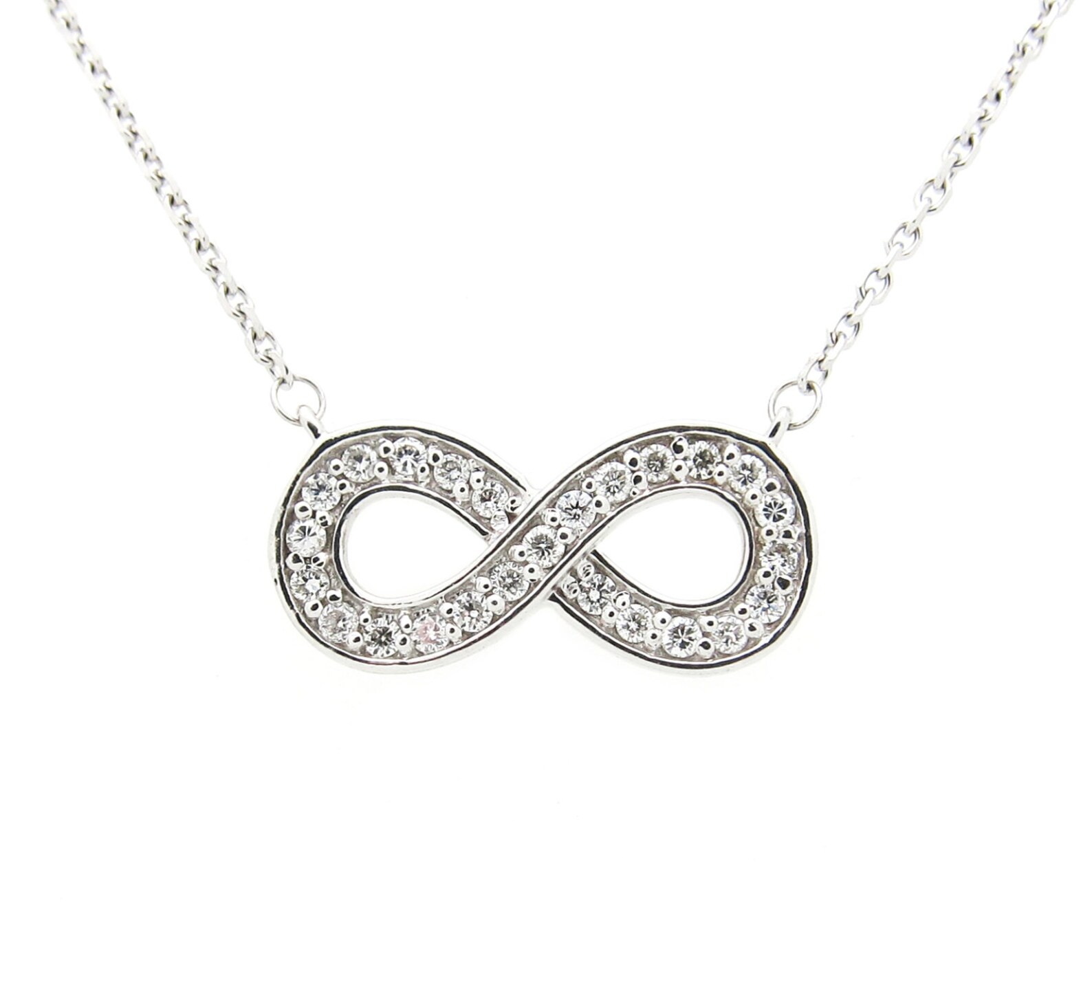 14k White Gold 0.3ct Natural Diamond Infinite Pendant Necklace | Etsy