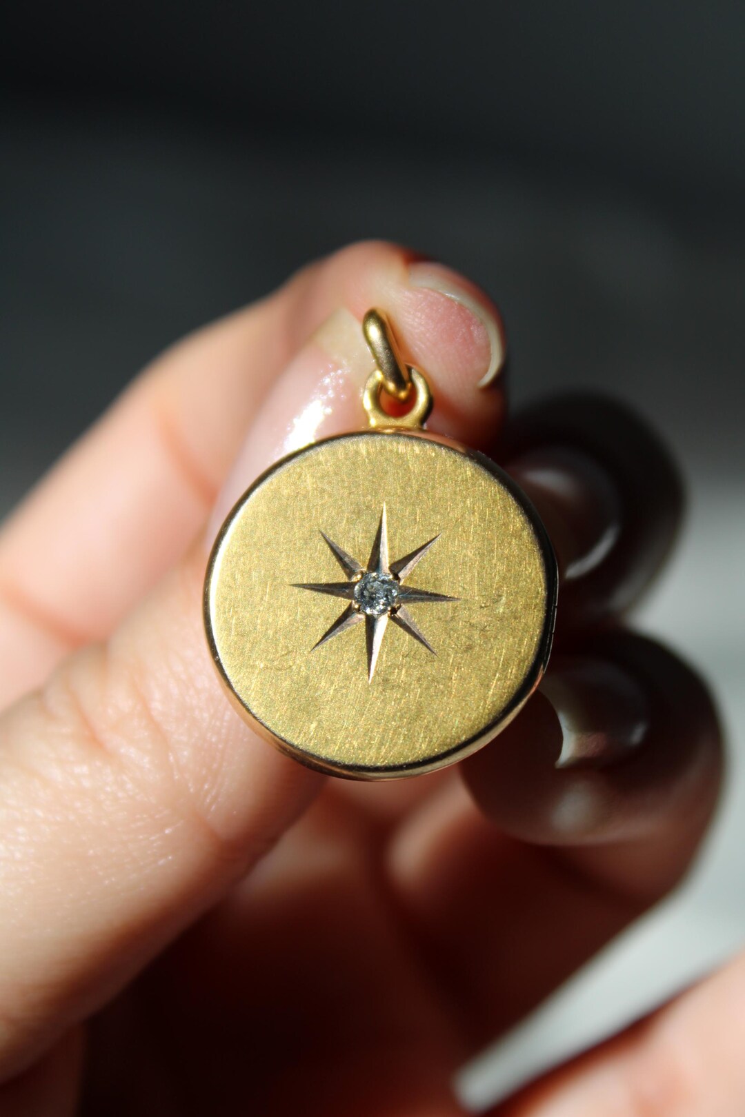 Antique Locket With Star Set Diamond in Solid 10k Yellow Gold - Etsy