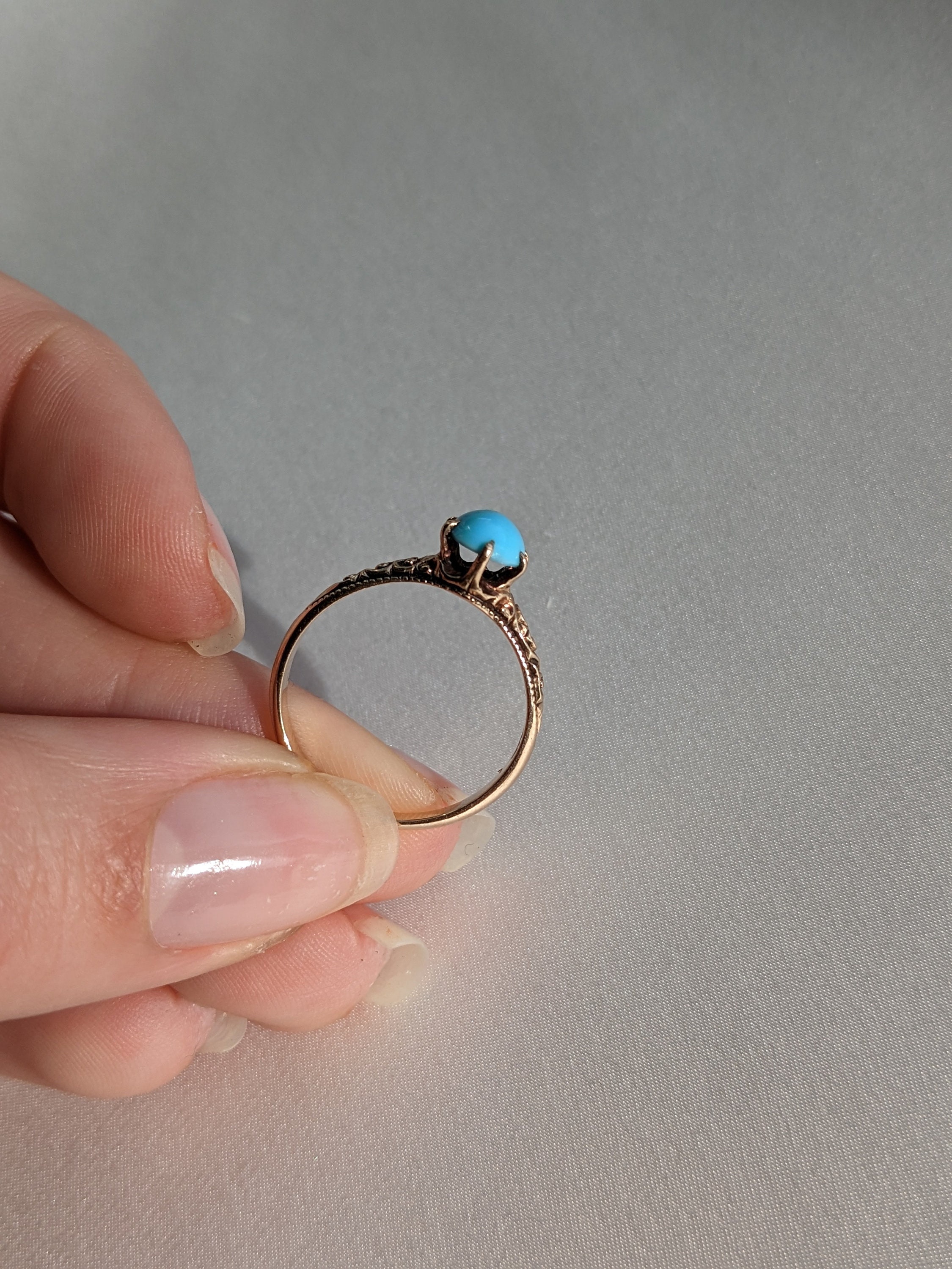 Antique Victorian Turquoise Ring in 10k Rose Gold - Etsy