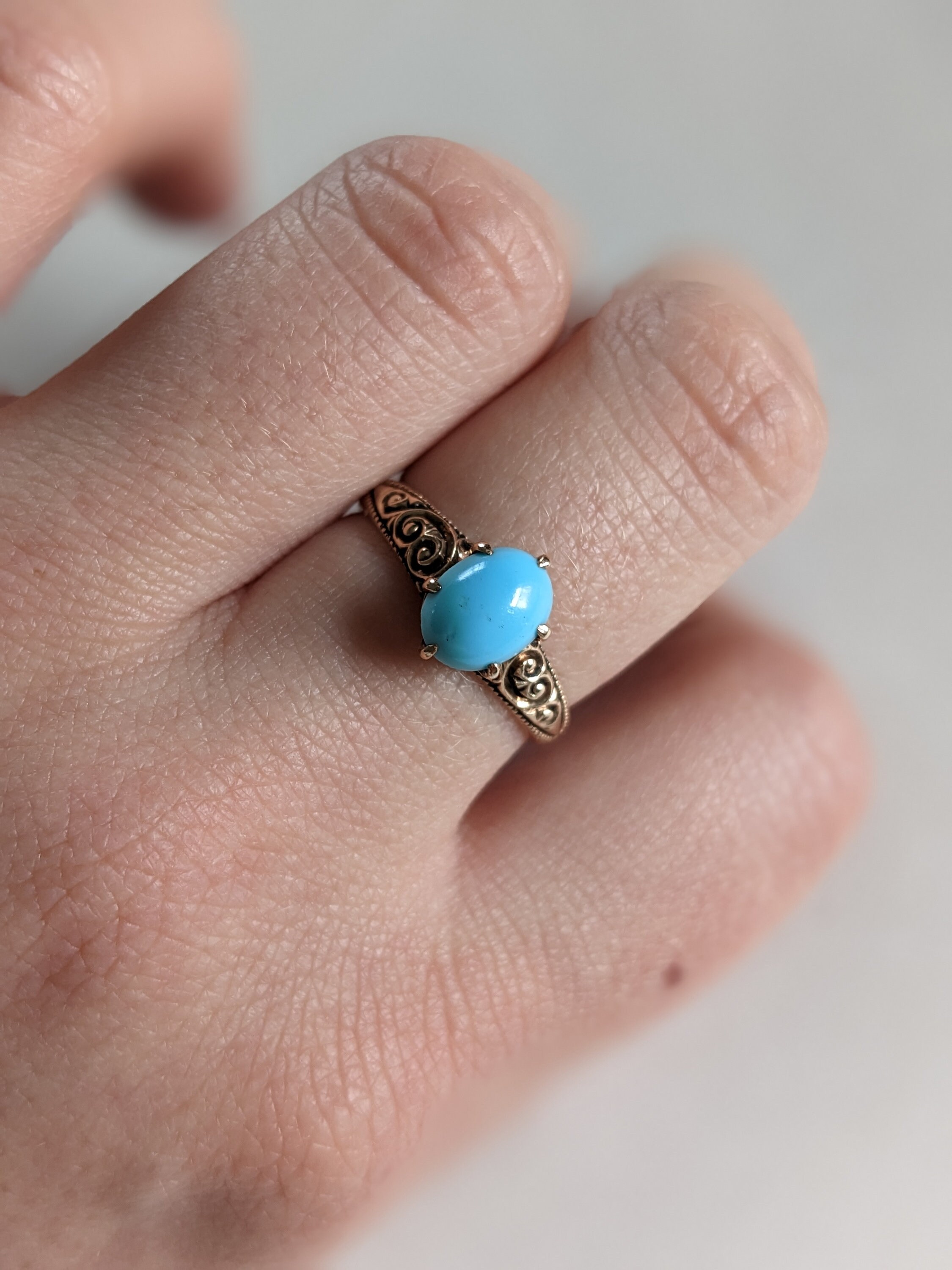 Antique Victorian Turquoise Ring in 10k Rose Gold - Etsy