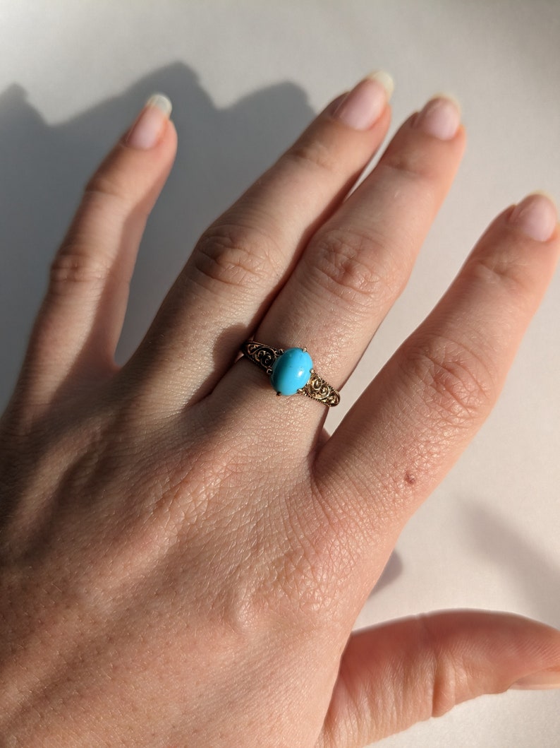 Antique Victorian Turquoise Ring in 10k Rose Gold - Etsy