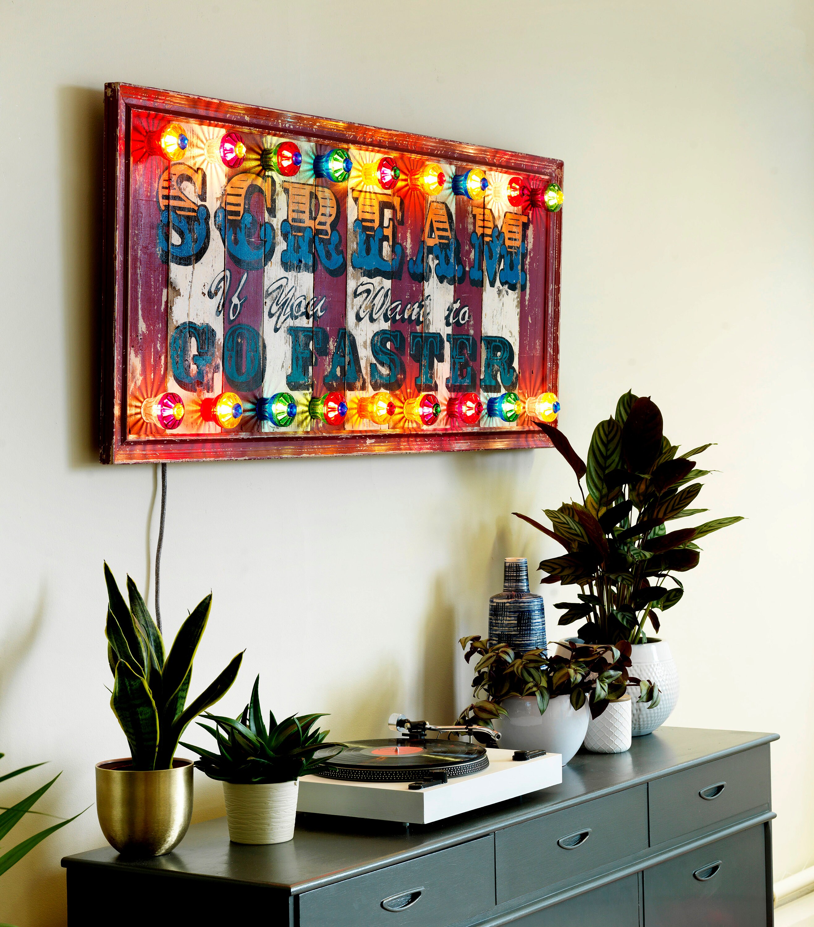 Fairground Sign - 'scream If You Want to Go Faster' Illuminated Sign ...