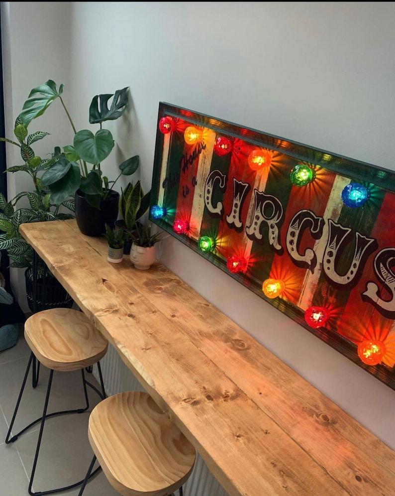 This House is a Circus | Wooden Circus Sign With Lights |statement ...