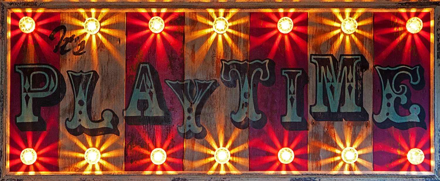Fairground Sign With Lights - Playtime Sign- Statement Light- Handmade ...