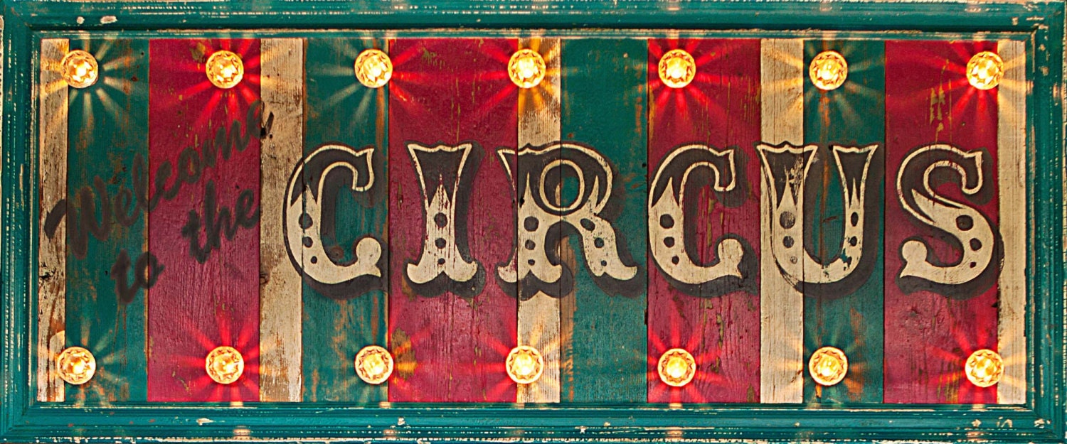 Wooden Circus Sign With Lights Welcome to the Circus Large - Etsy UK
