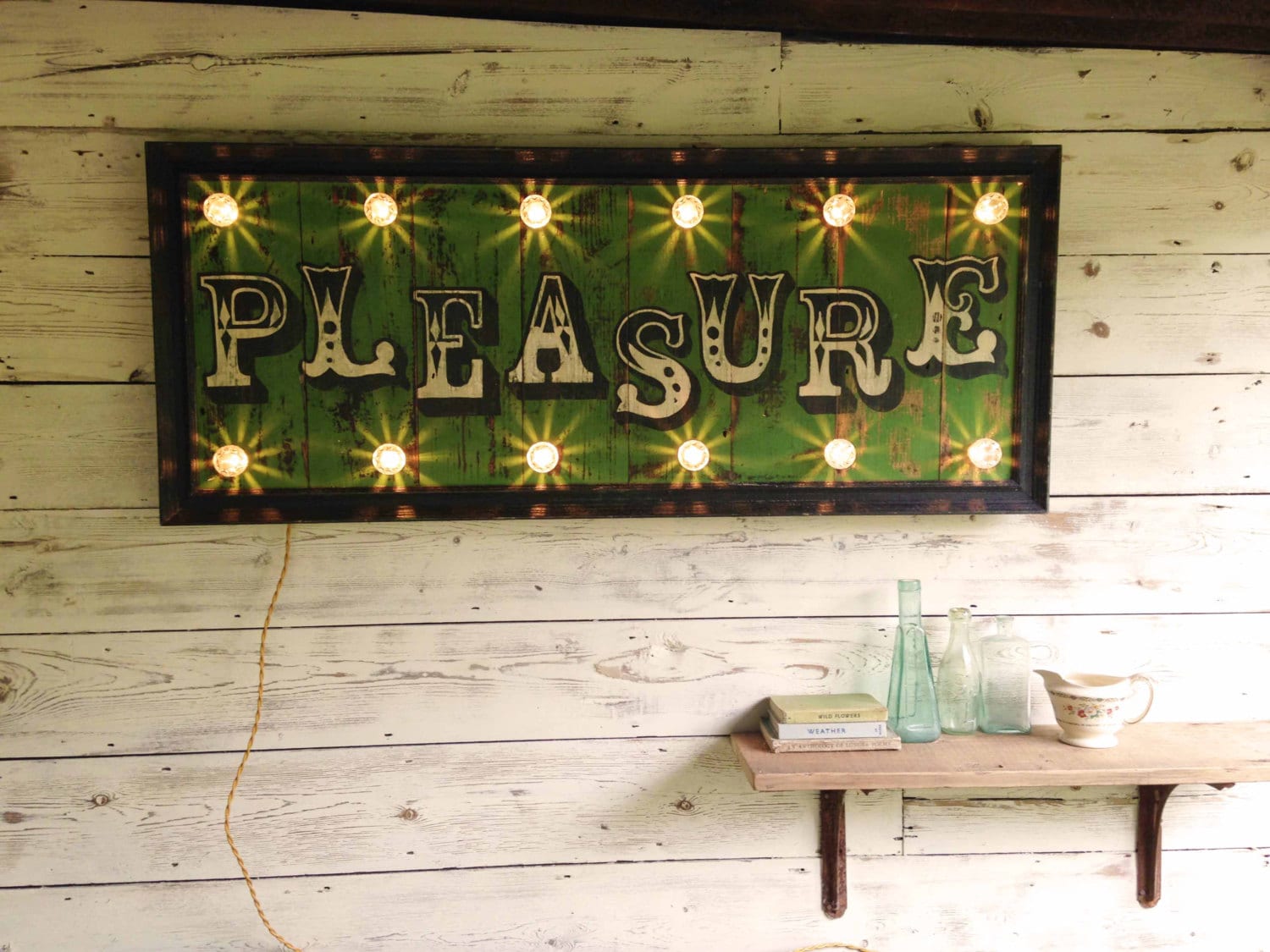 Pleasure Sign With Fairground Lights - Statement Wall Light - Etsy UK