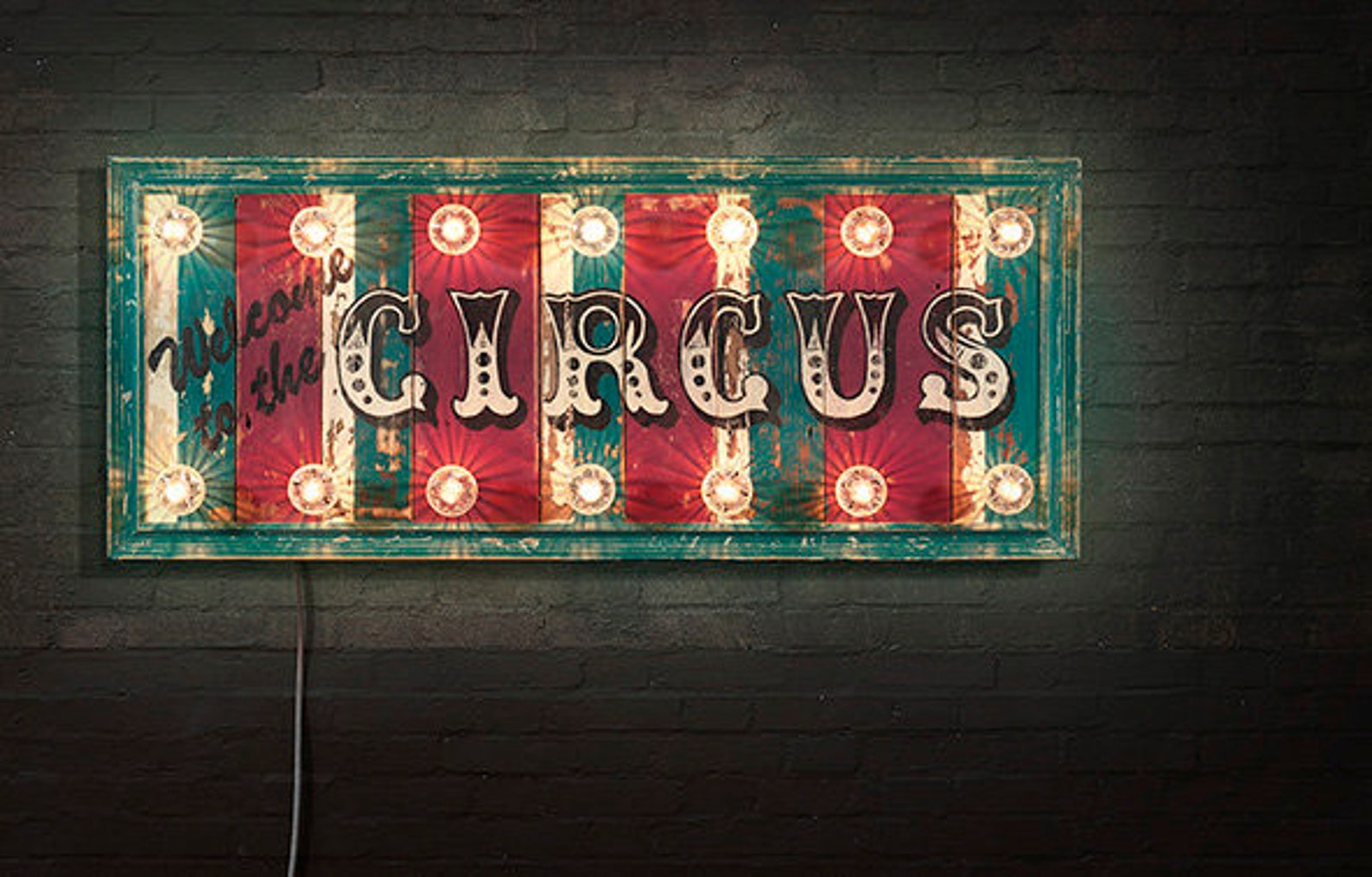 Wooden Circus Sign With Lights Welcome to the Circus Large - Etsy UK