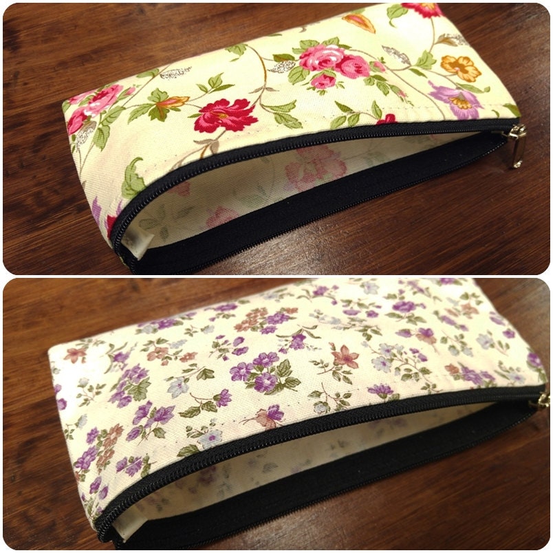 Hand Printed Pencil Pouch, Zipper Pouch, Cosmetic Pouch, Light Weight ...