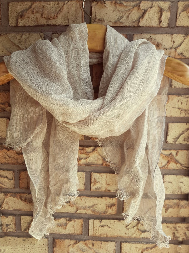 Natural Linen Scarf / Natural Ivory Color / Lightweight Long - Etsy