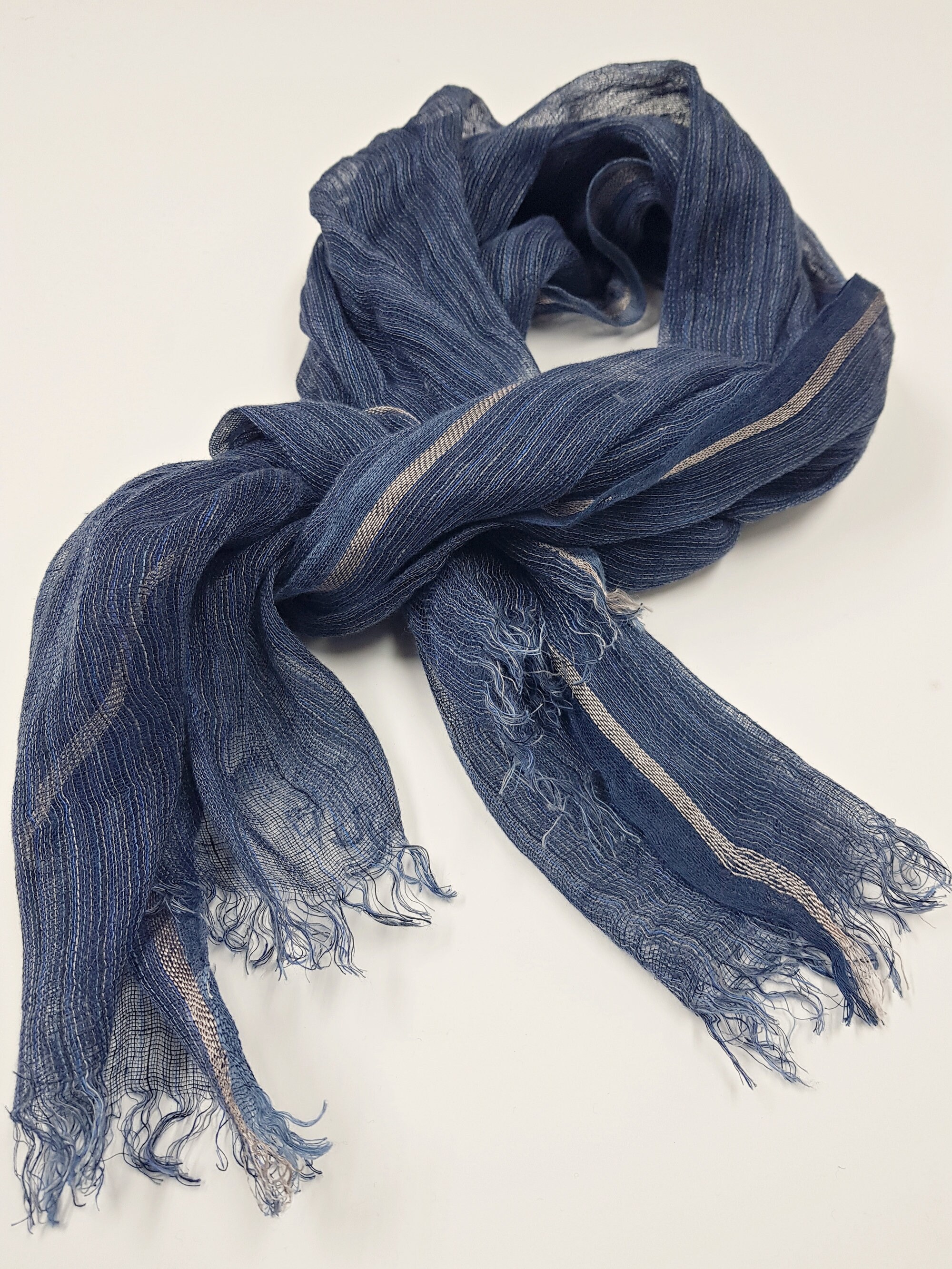 Natural Linen Scarf / Indigo Blue Color / Soft Lightweight | Etsy