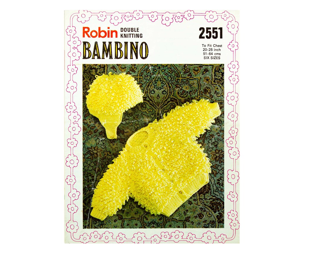 Vintage Baby Knitting Pattern for Loopy Cardigan and Hat. Instant ...