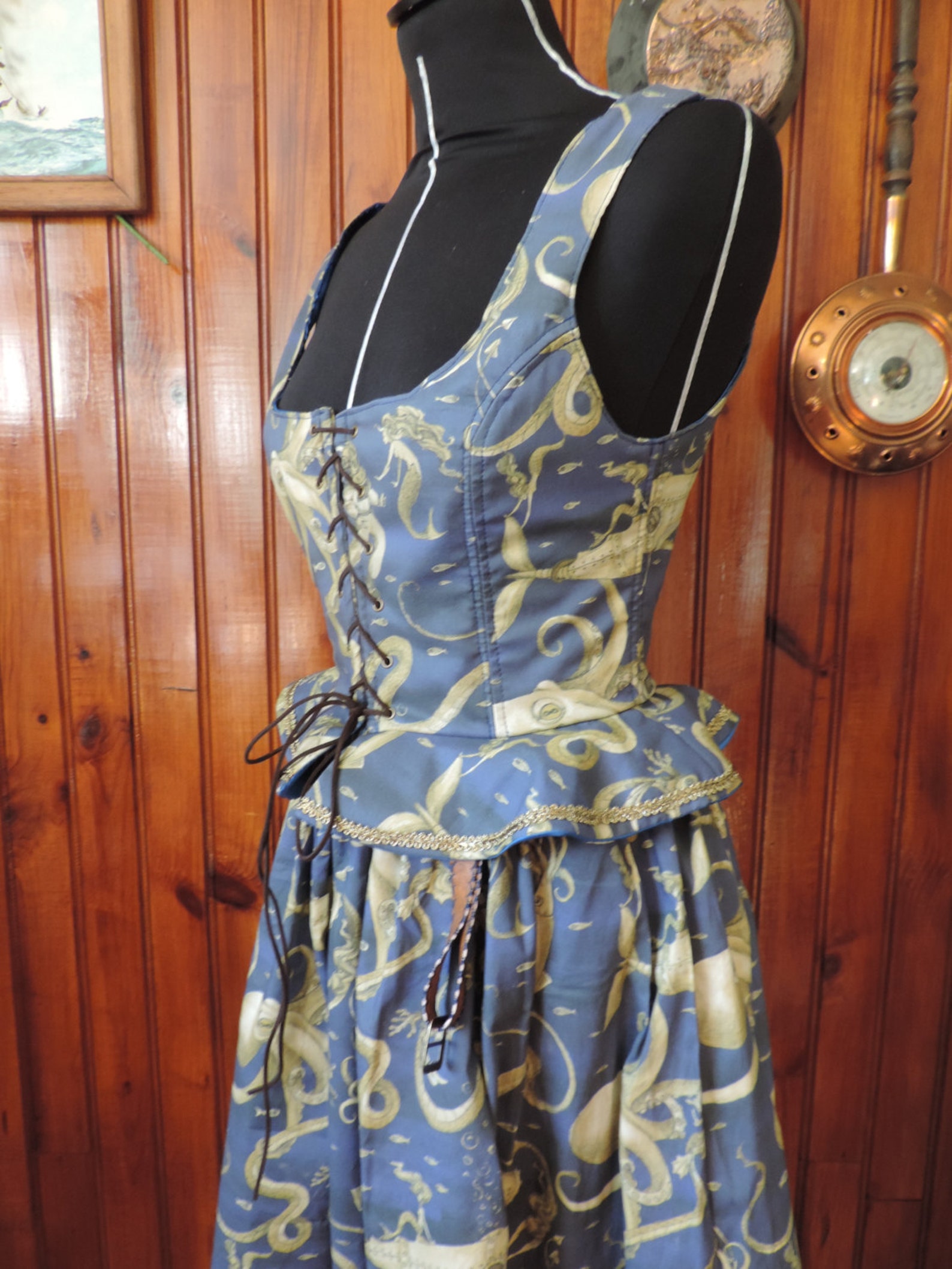 Steampunk Outfit: Corset and Overskirt Blue - Etsy