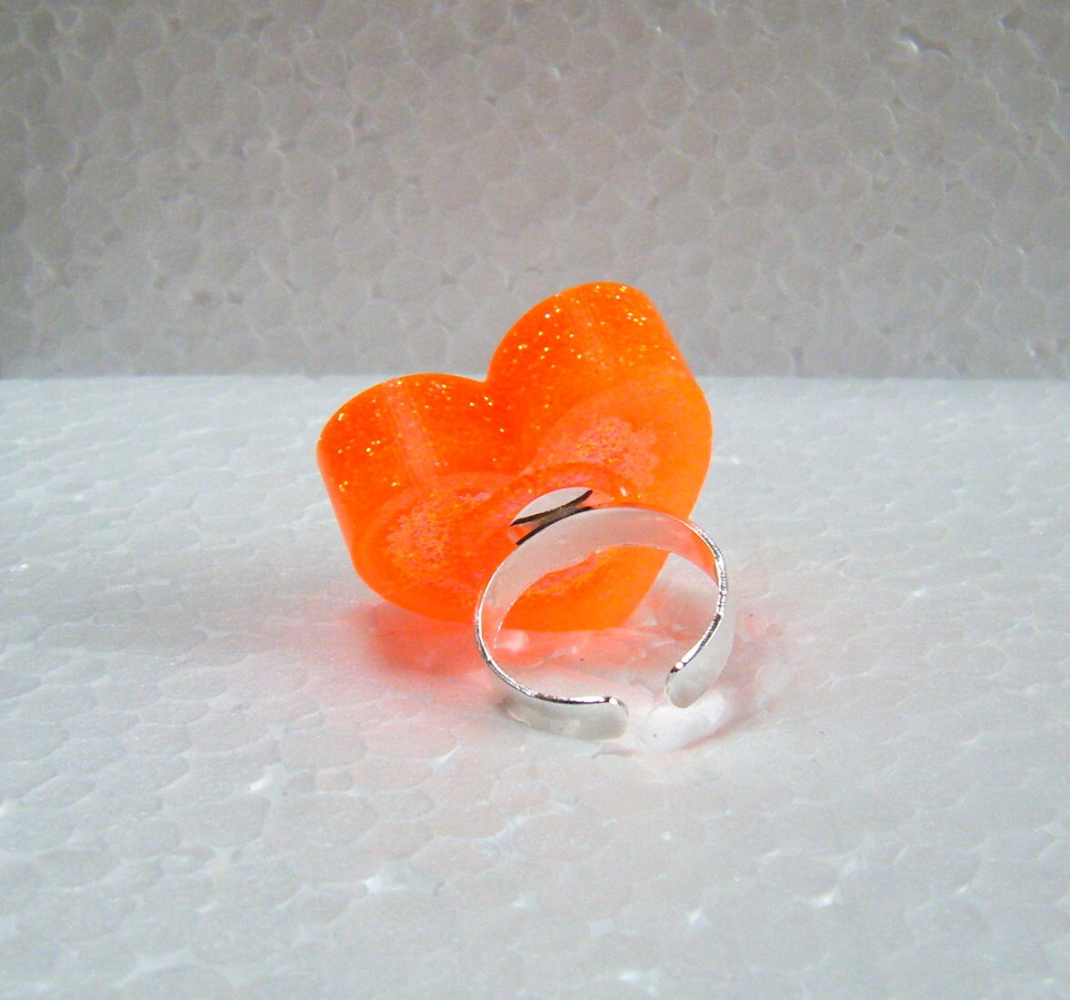 Glittery Neon Orange Resin Heart Ring - Etsy