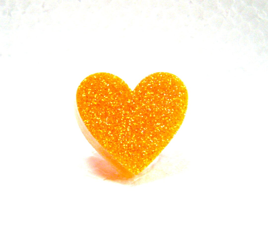 Glittery Neon Orange Resin Heart Ring - Etsy