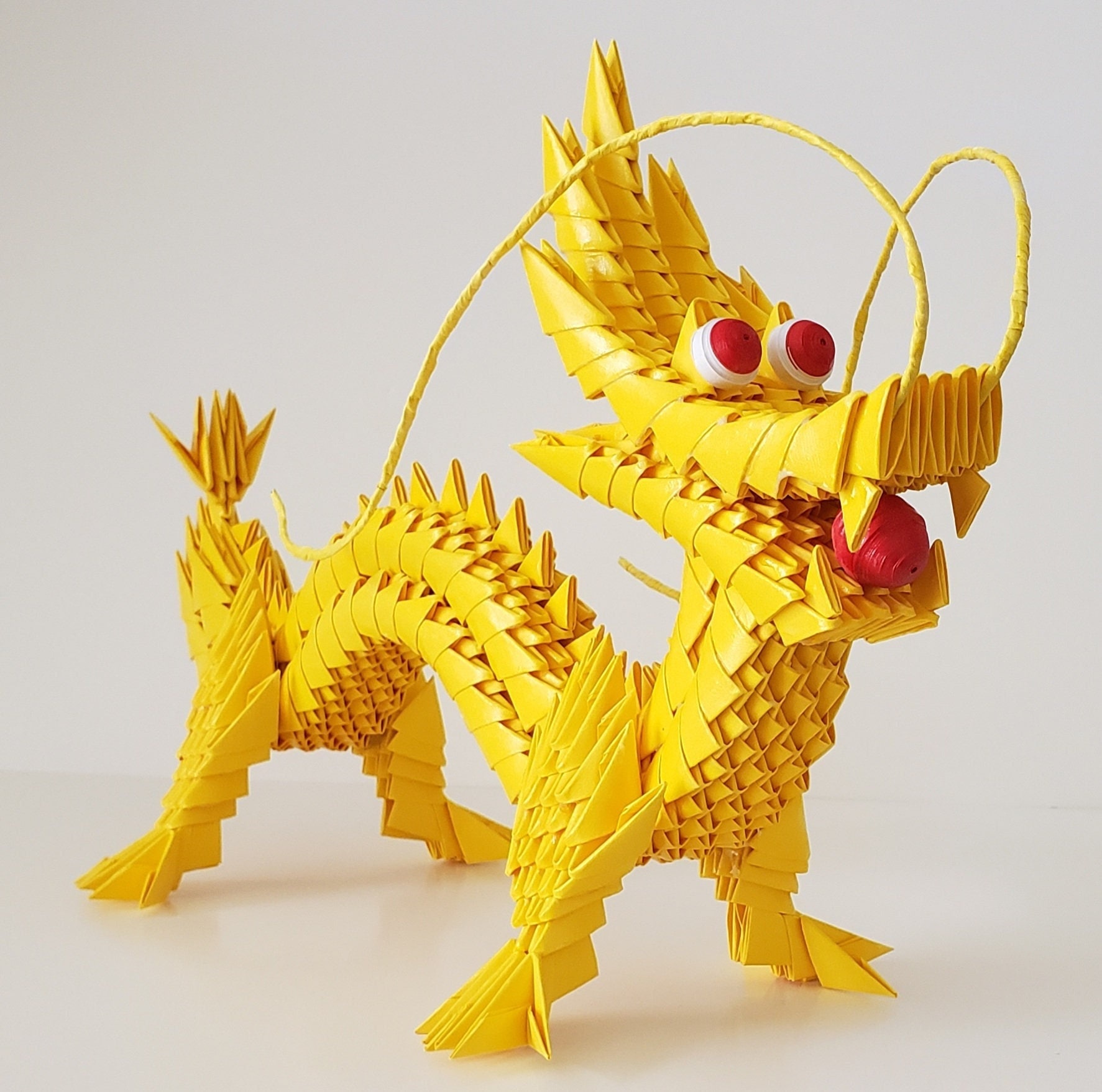 3D Origami Golden Dragon A Great Gift - Etsy