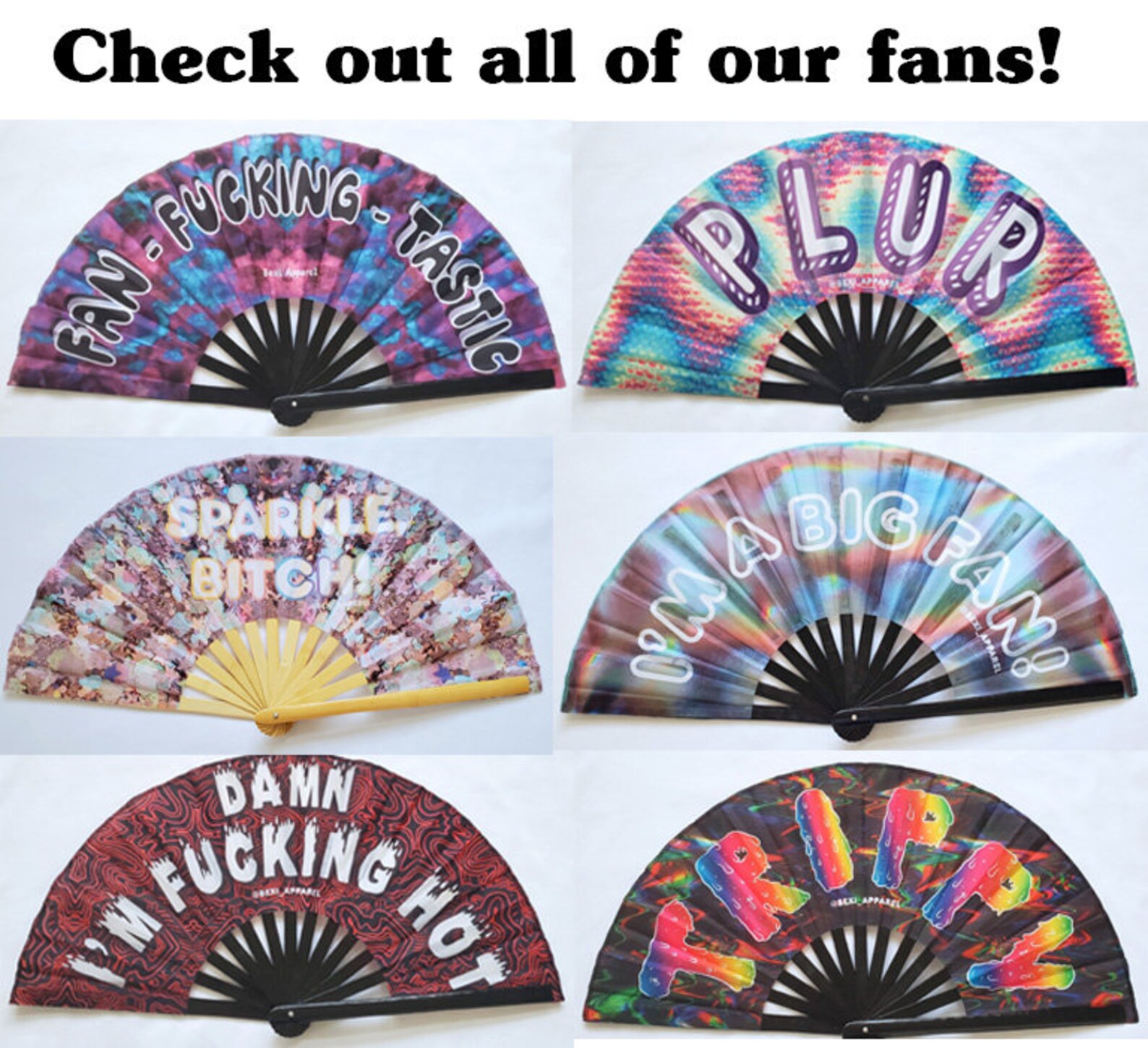 Rave Hand Fan I'm A Big Fan Large Funny Folding Bamboo | Etsy