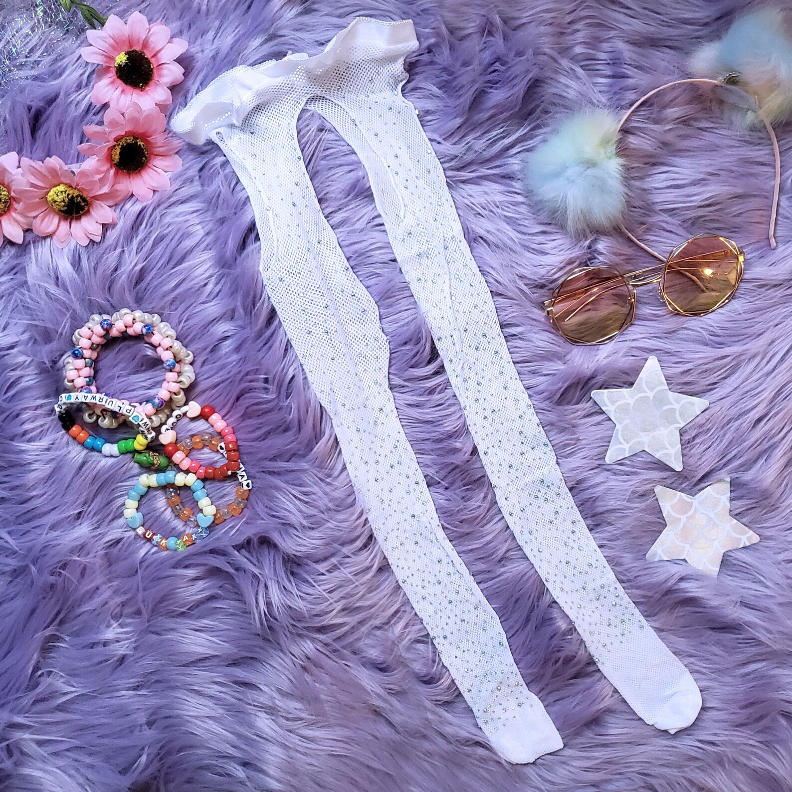 Rave Festival Garter Fishnets Black Womens Tights With All | Etsy