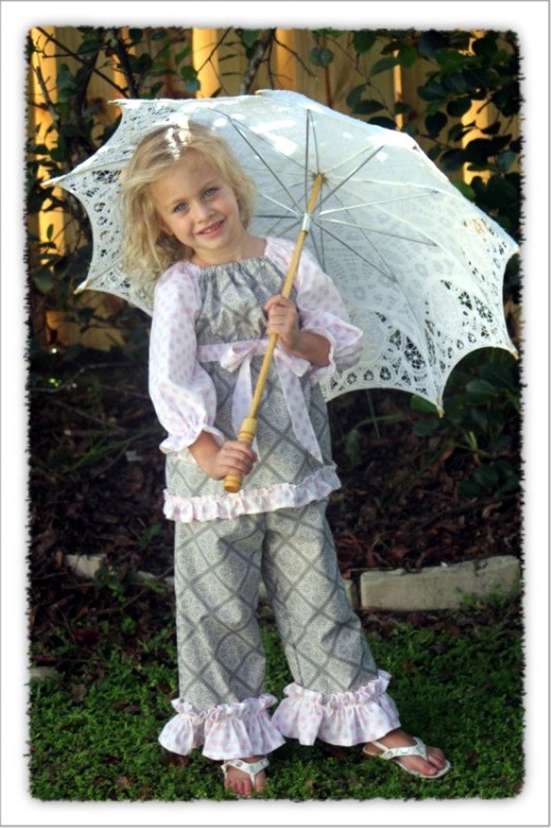 Adorable 2 Piece Girls/toddlers Pink and Grey Ruffle Pant Set Easter ...