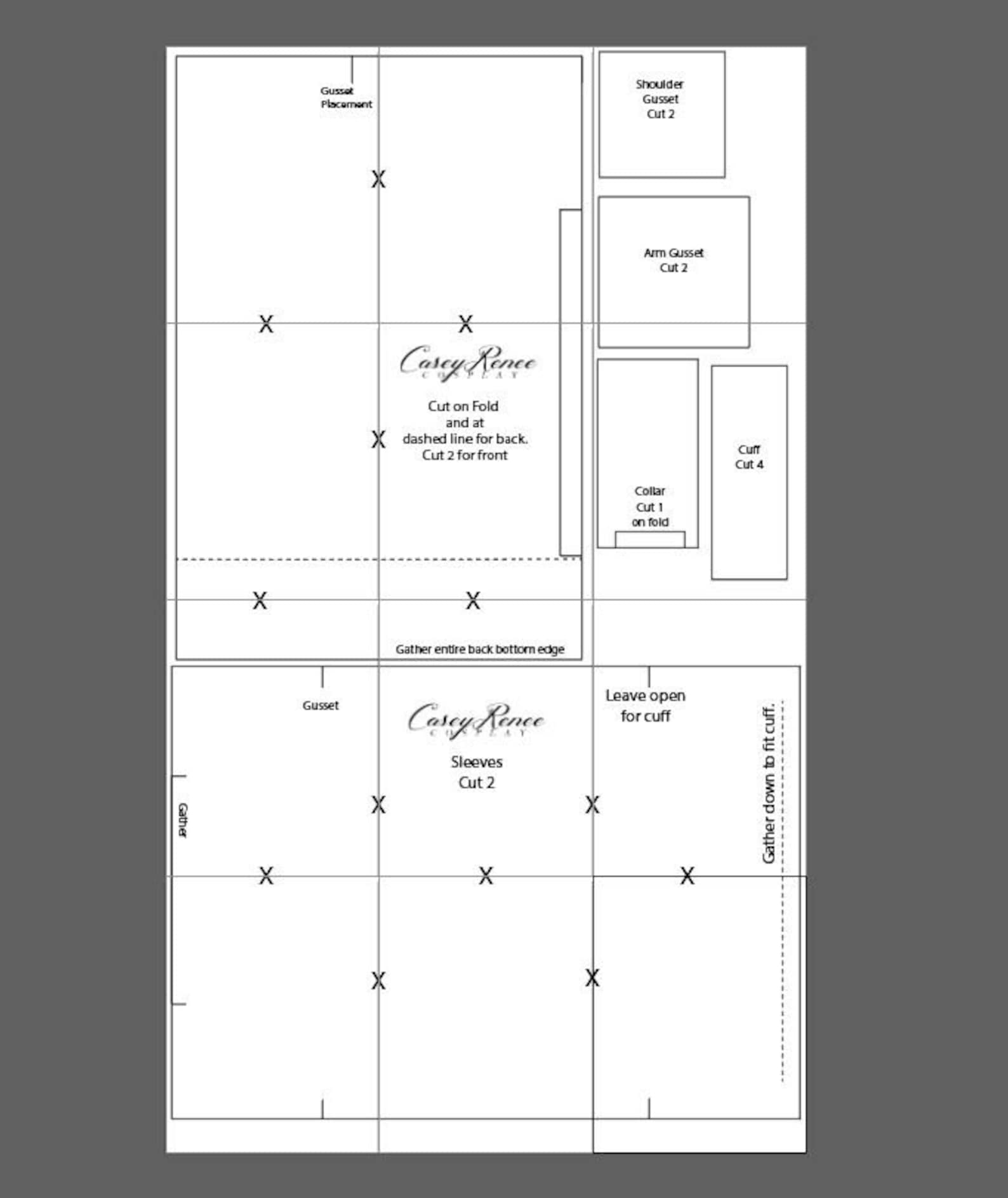 18th Century Linen Shirt Pattern Template - Etsy