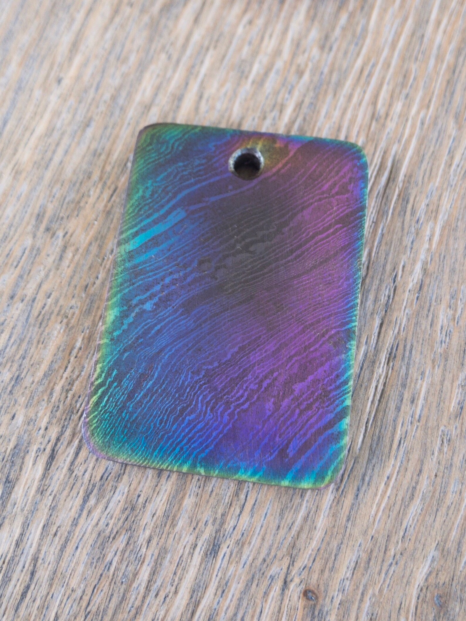 Anodized Damascus Steel, Dog Tag, Damascus Steel Dog Tag, Colorful Dog ...