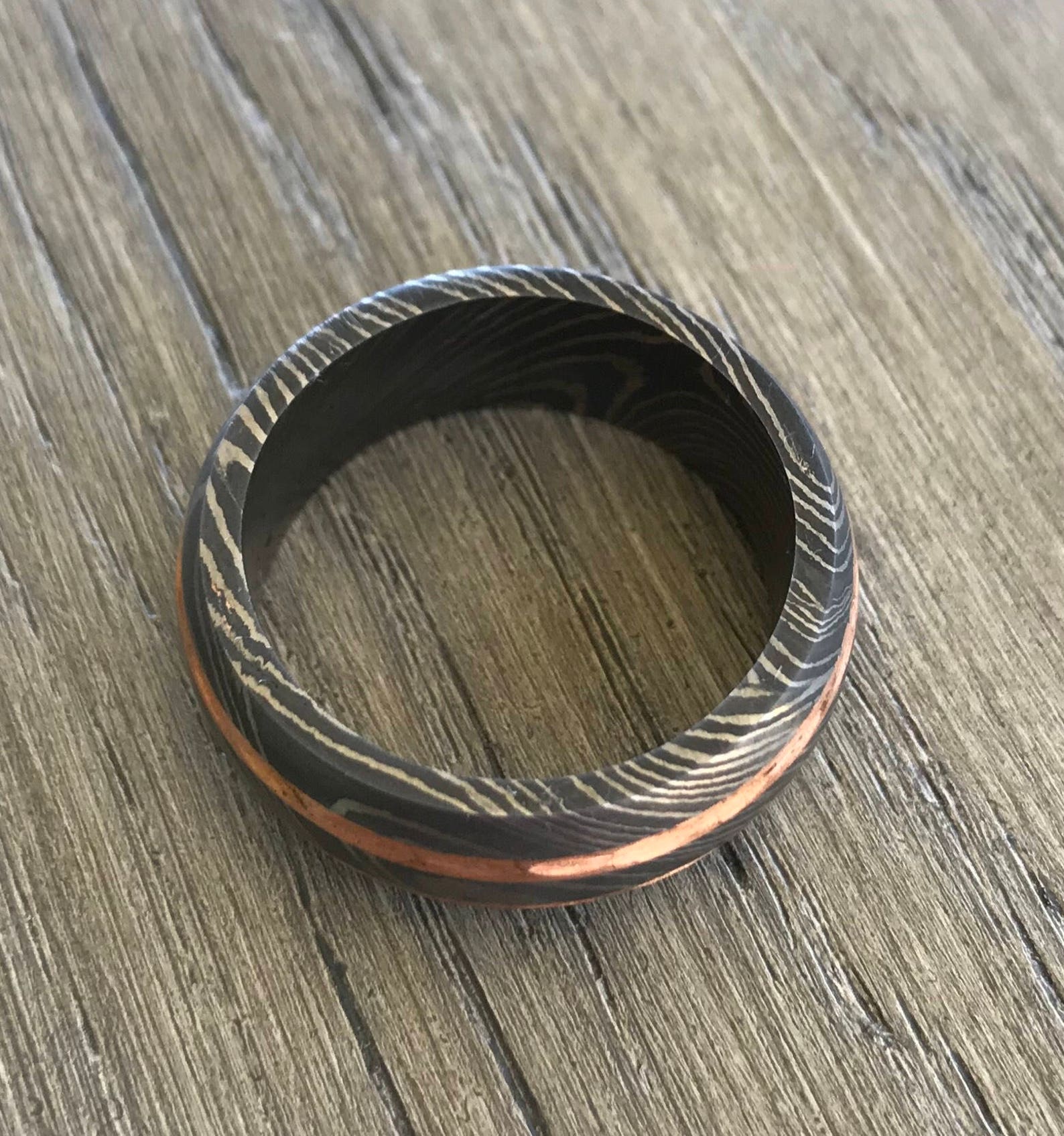 Damascus Steel Ring Copper Custom Made to Order 8mm or - Etsy