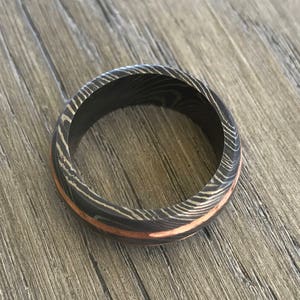 Damascus Steel Ring, Copper, Custom, Made to Order, 8mm or 10mm, Unisex ...