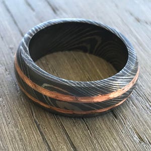 Damascus Steel Ring, Copper, Custom, Made to Order, 8mm or 10mm, Unisex ...