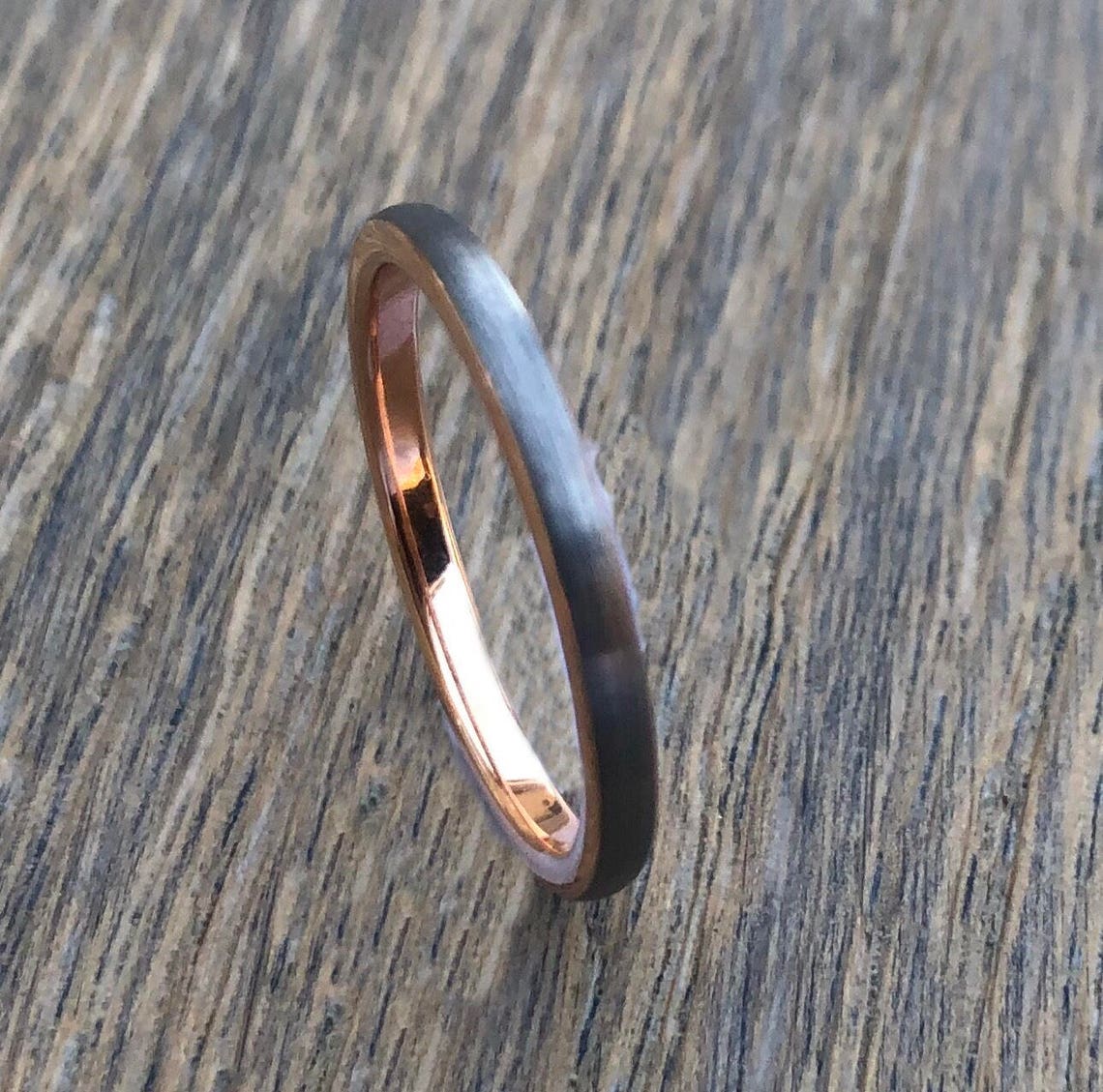 Tungsten Wedding Band 2mm Tungsten Band Rose Gold Tungsten | Etsy