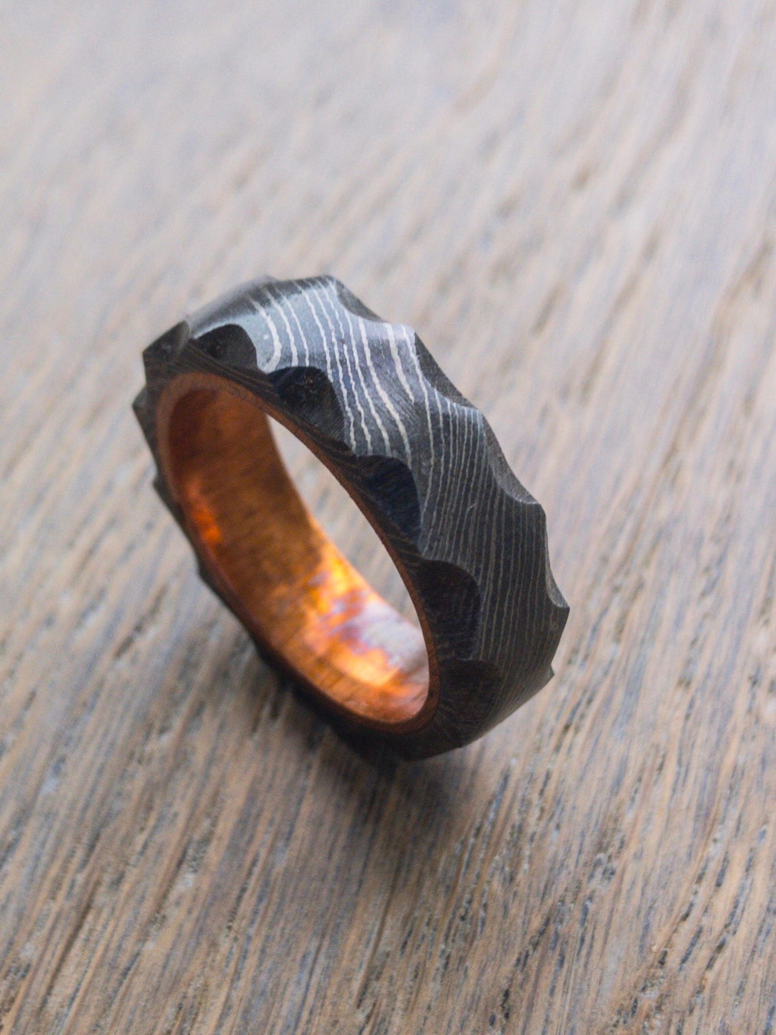 Damascus Steel ring copper custom made to order 6mm 8mm | Etsy