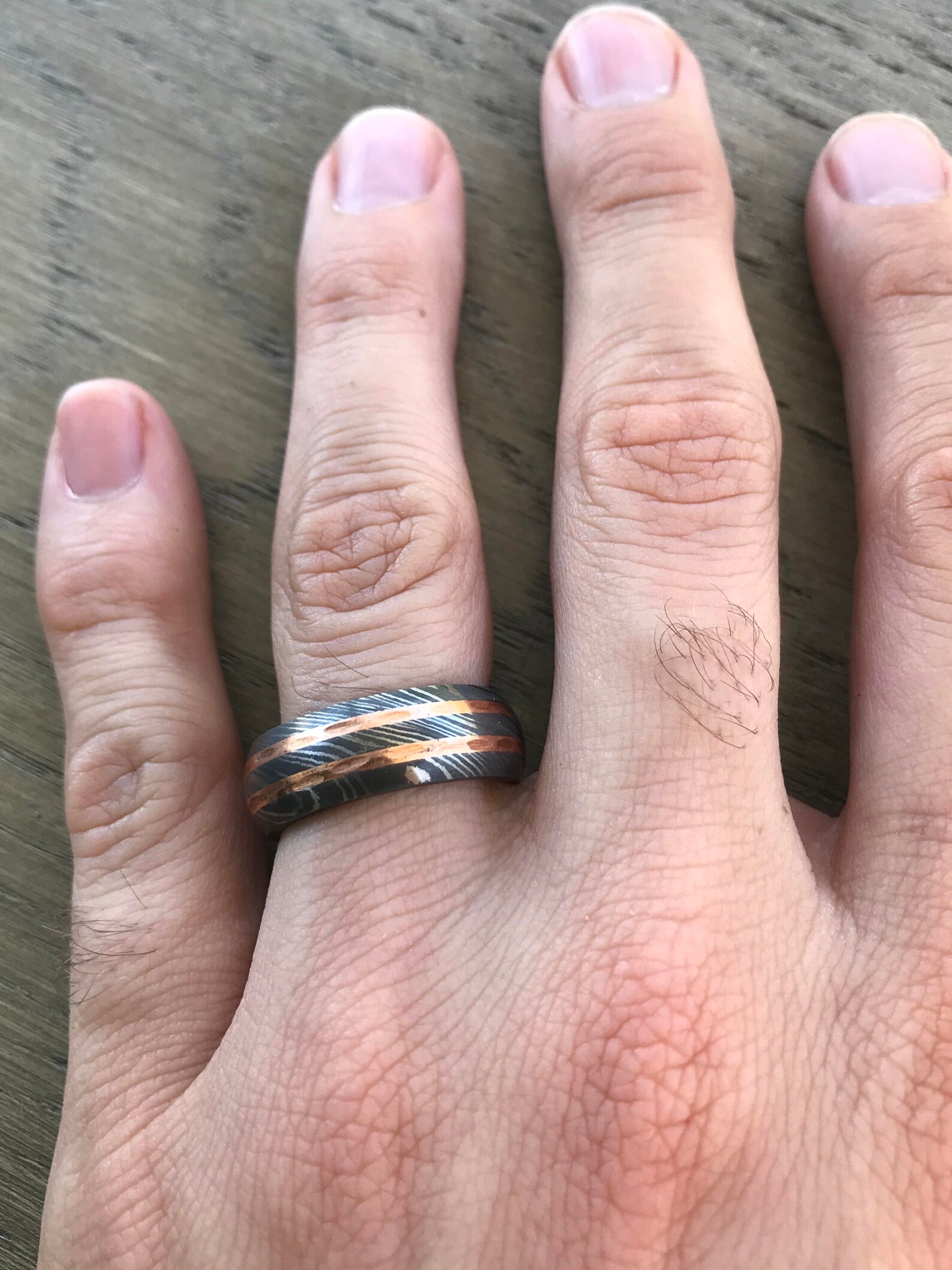 Damascus Steel Ring Copper Custom Made to Order 8mm or - Etsy