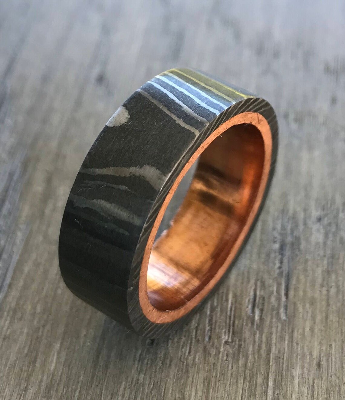 Damascus Steel Ring Copper Custom Made to Order 6mm 8mm | Etsy