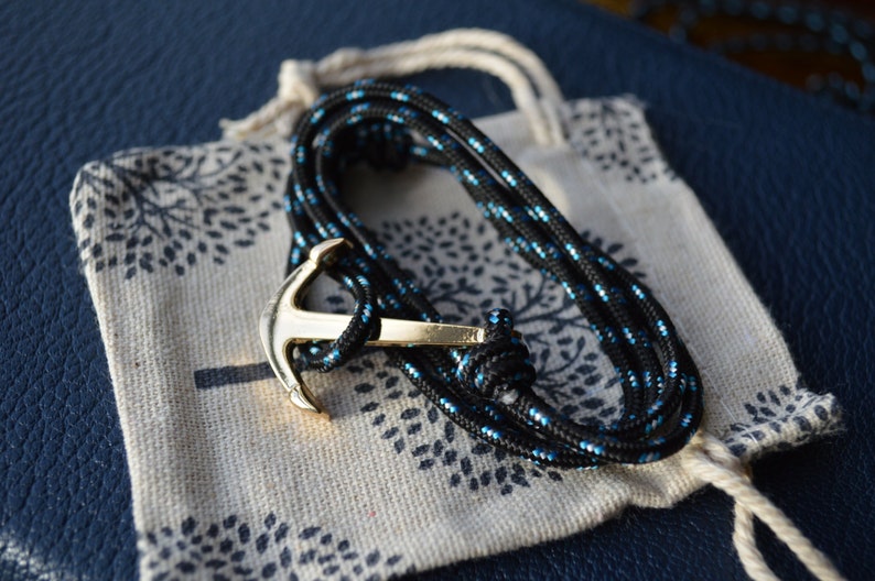 Anchor Bracelet Men or Women Adjustable Braceletblack Rope - Etsy