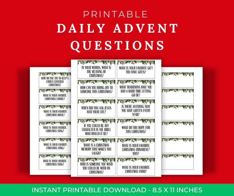 Printable Advent Daily Questions - Etsy